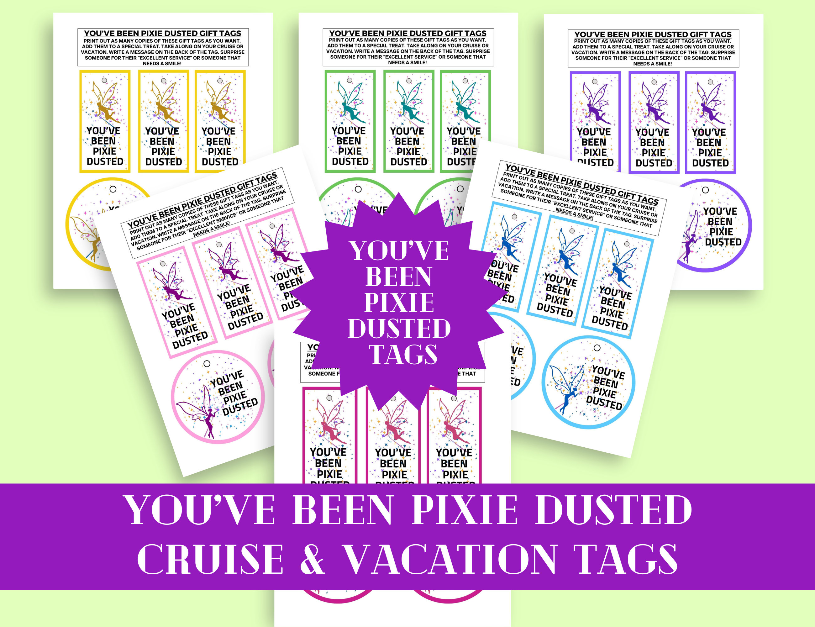 Pixie Dusted Cruise Vacation Tags: Printable DIY Gift Tags (PDF ...