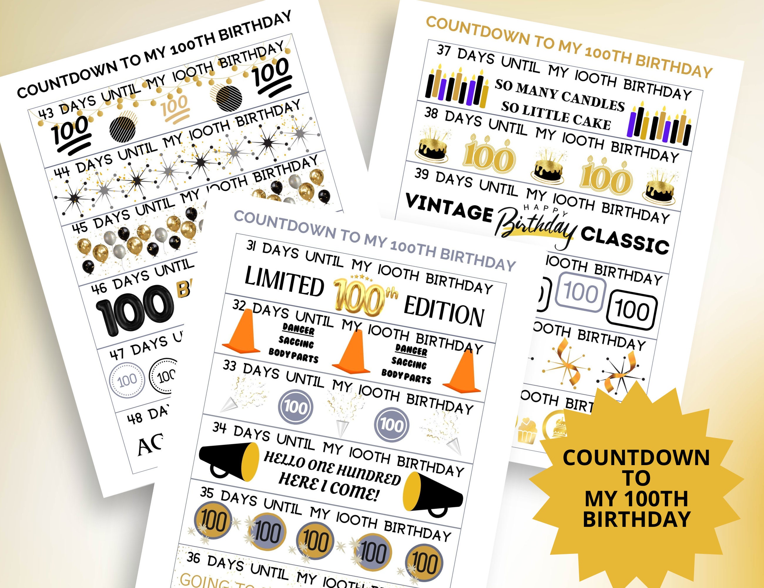 Countdown to My 100th Birthday, DIY Printable Paper Chain Calendar ...