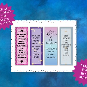 12 Printable Positive Affirmation Bookmarks for Teenagers, Booklovers ...