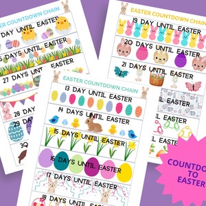EASTER Countdown, Paper Chain Countdown, DIY Printable Paper Chain, Family Countdown Activity ...