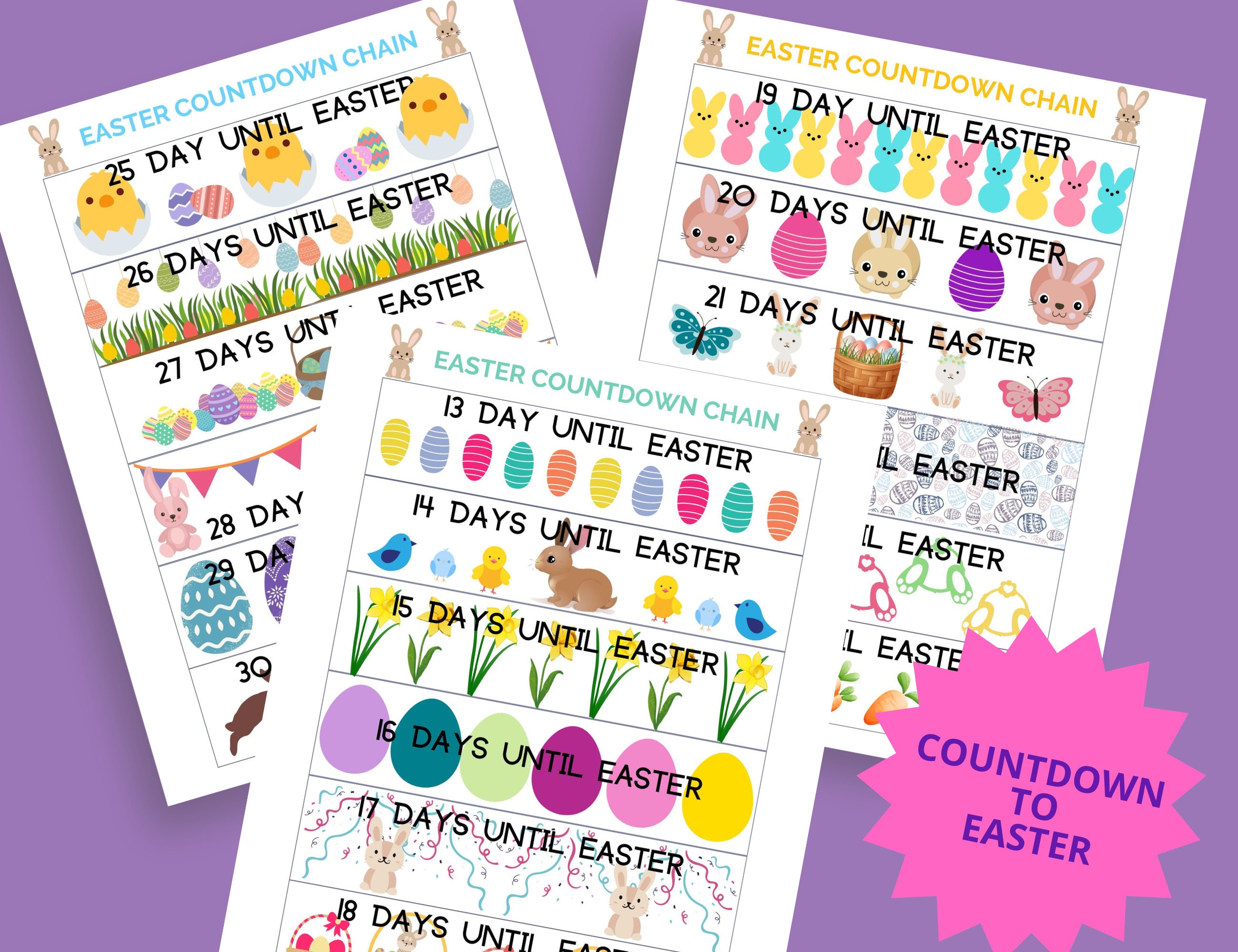 EASTER Countdown, Paper Chain Countdown, DIY Printable Paper Chain ...
