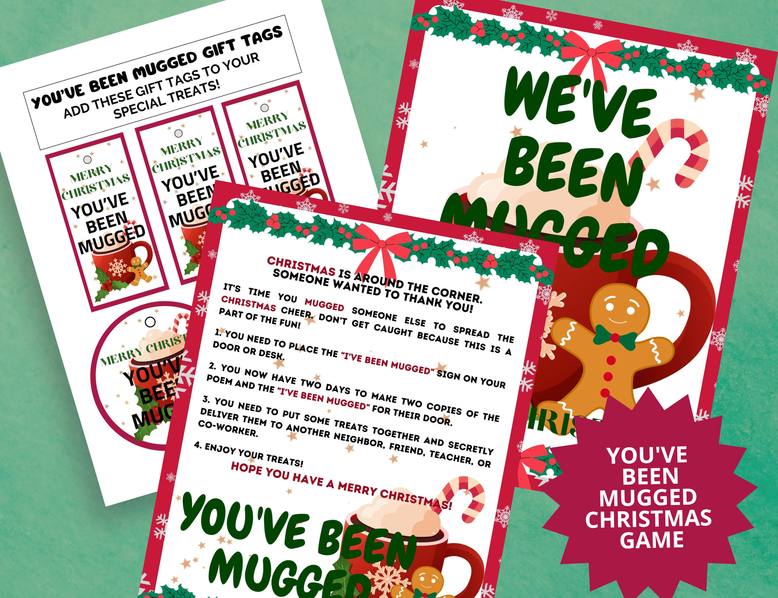 You've Been Mugged Game Printable, We've Been Mugged, Christmas Kit ...