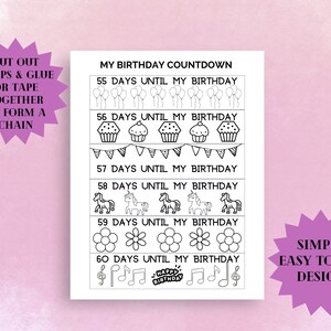 Birthday Color Countdown, Paper Chain Countdown, DIY Printable Color ...