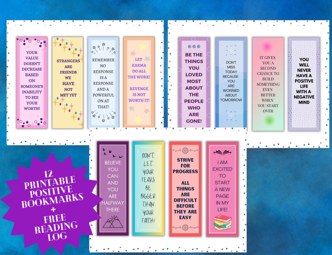 12 Printable Positive Affirmation Bookmarks for Teenagers, Booklovers ...
