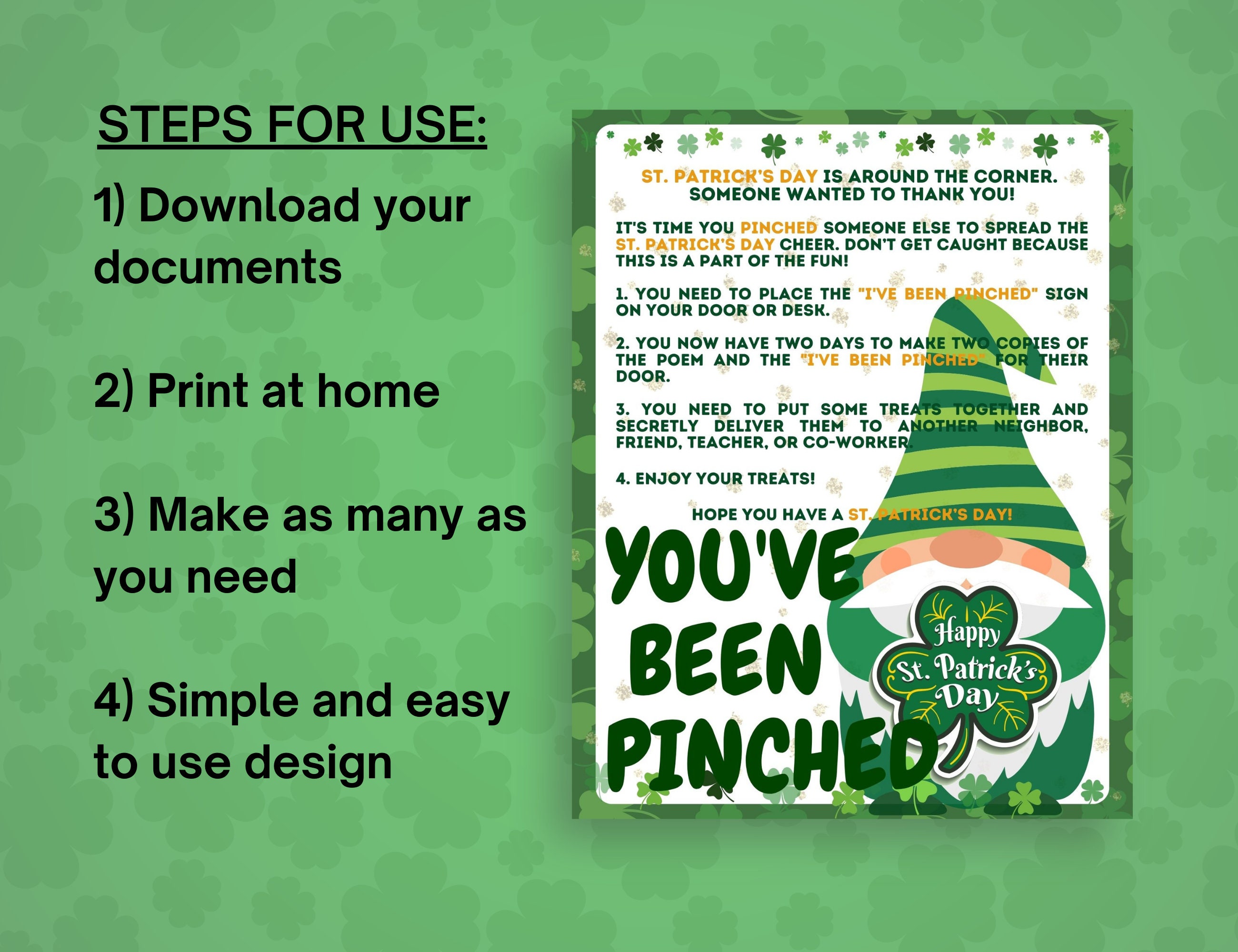 You've Been Pinched Game Printable, We've Been Pinched, St. Patrick's ...