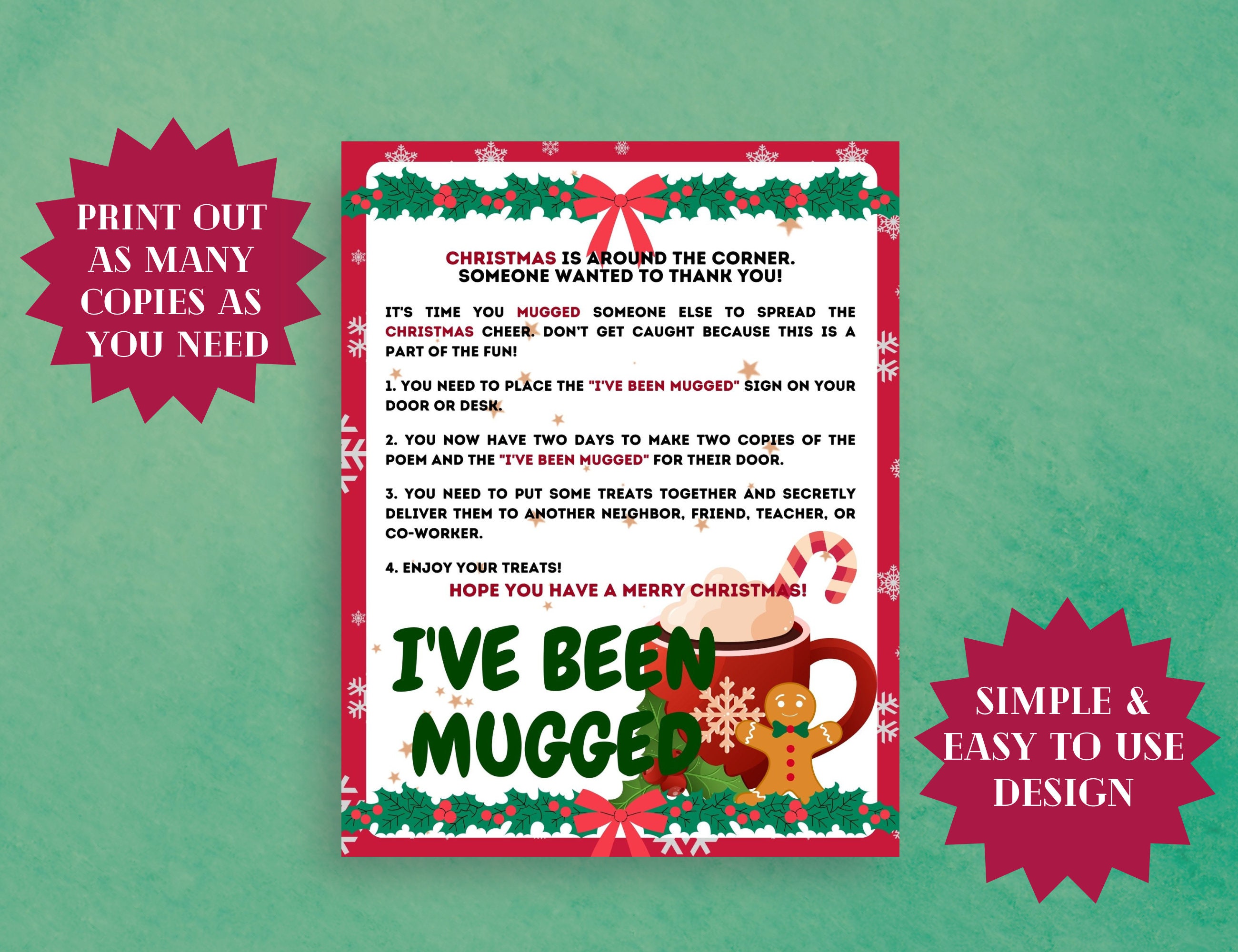 You've Been Mugged Game Printable, We've Been Mugged, Christmas Kit ...