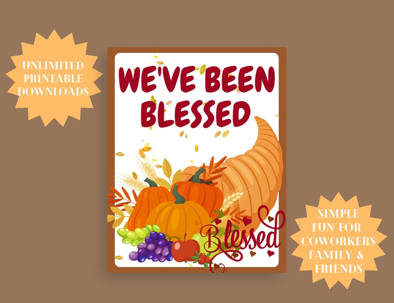 You've Been Blessed Game Printable, We've Been Blessed, Thanksgiving ...
