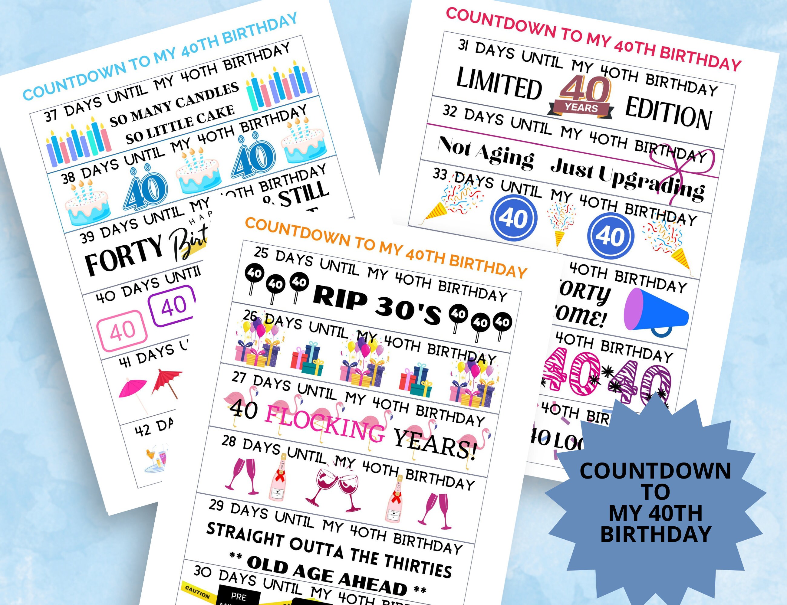 Countdown to My 40th Birthday, DIY Printable Paper Chain Calendar ...