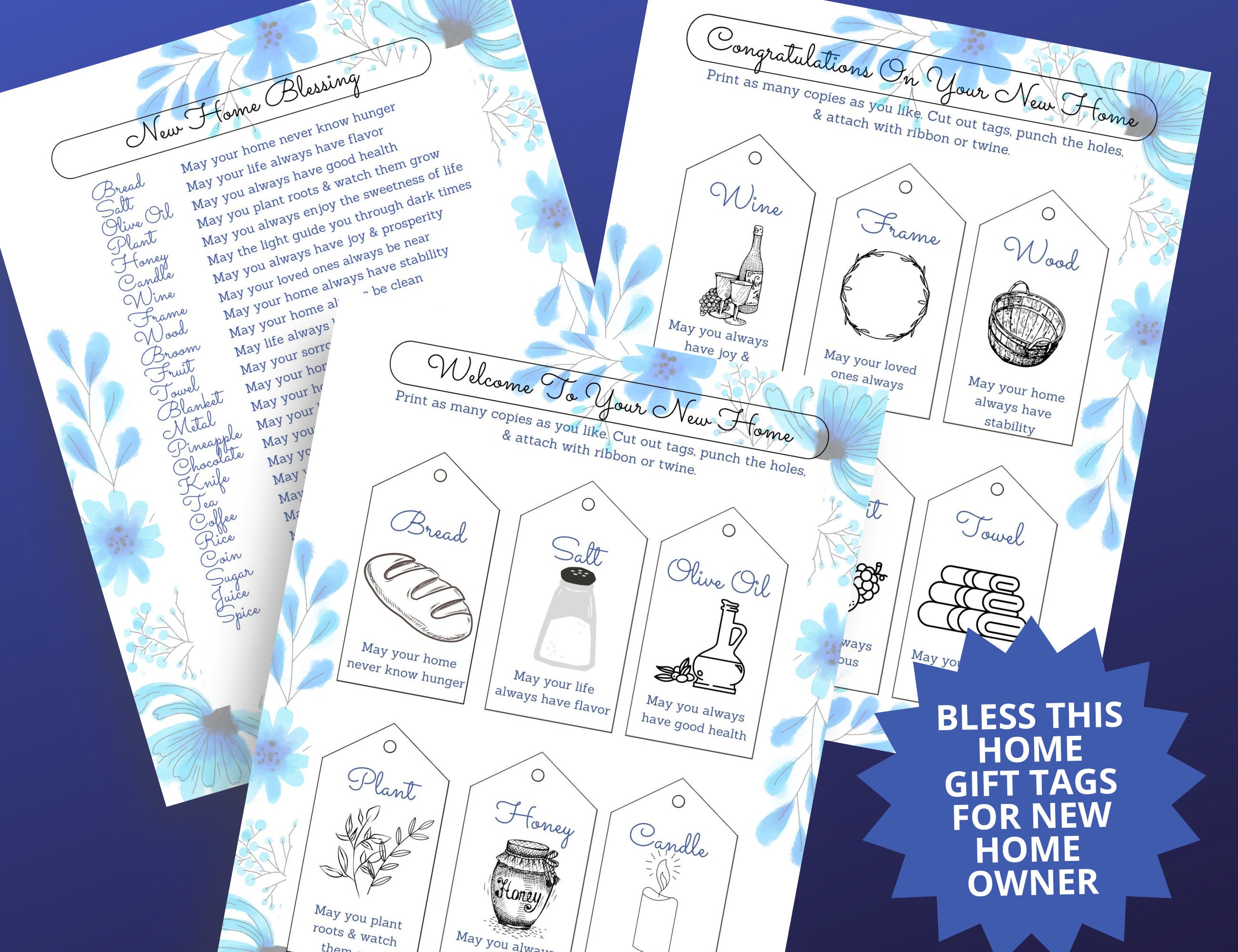 Bless This New Home Gift Tags, Printable Activity Welcome Home Gifts ...