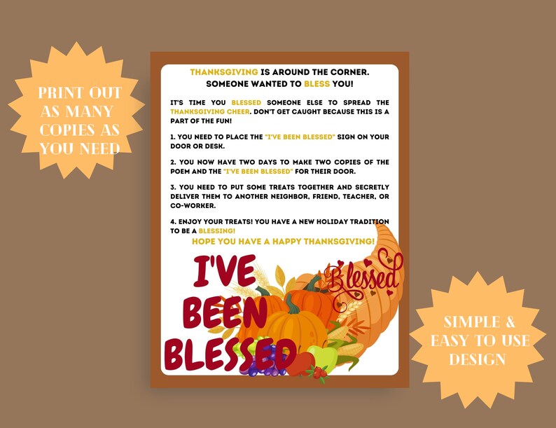 You've Been Blessed Game Printable, We've Been Blessed, Thanksgiving Blessed Kit Printable Game ...