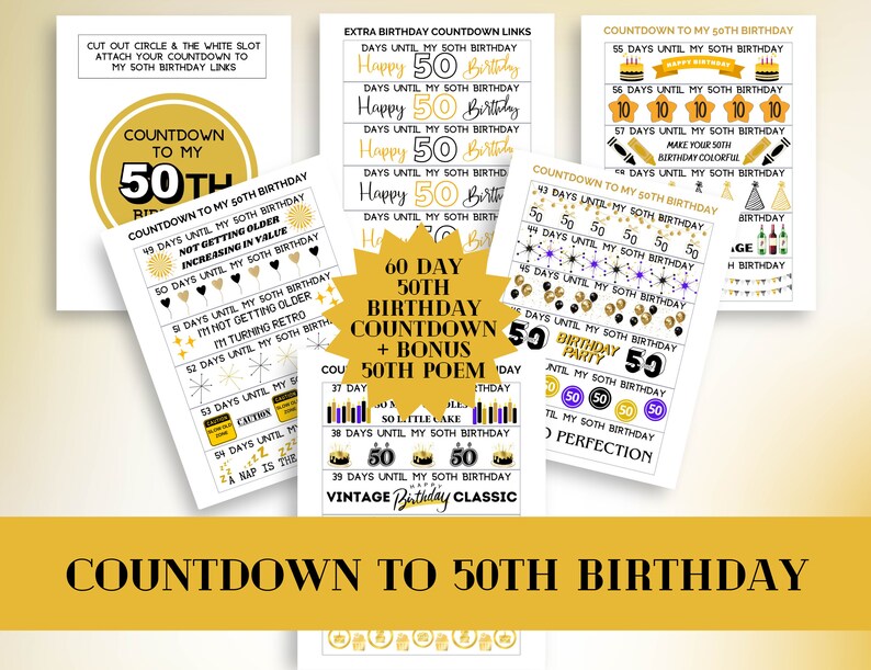 Countdown to My 50th Birthday, DIY Printable Paper Chain Calendar ...