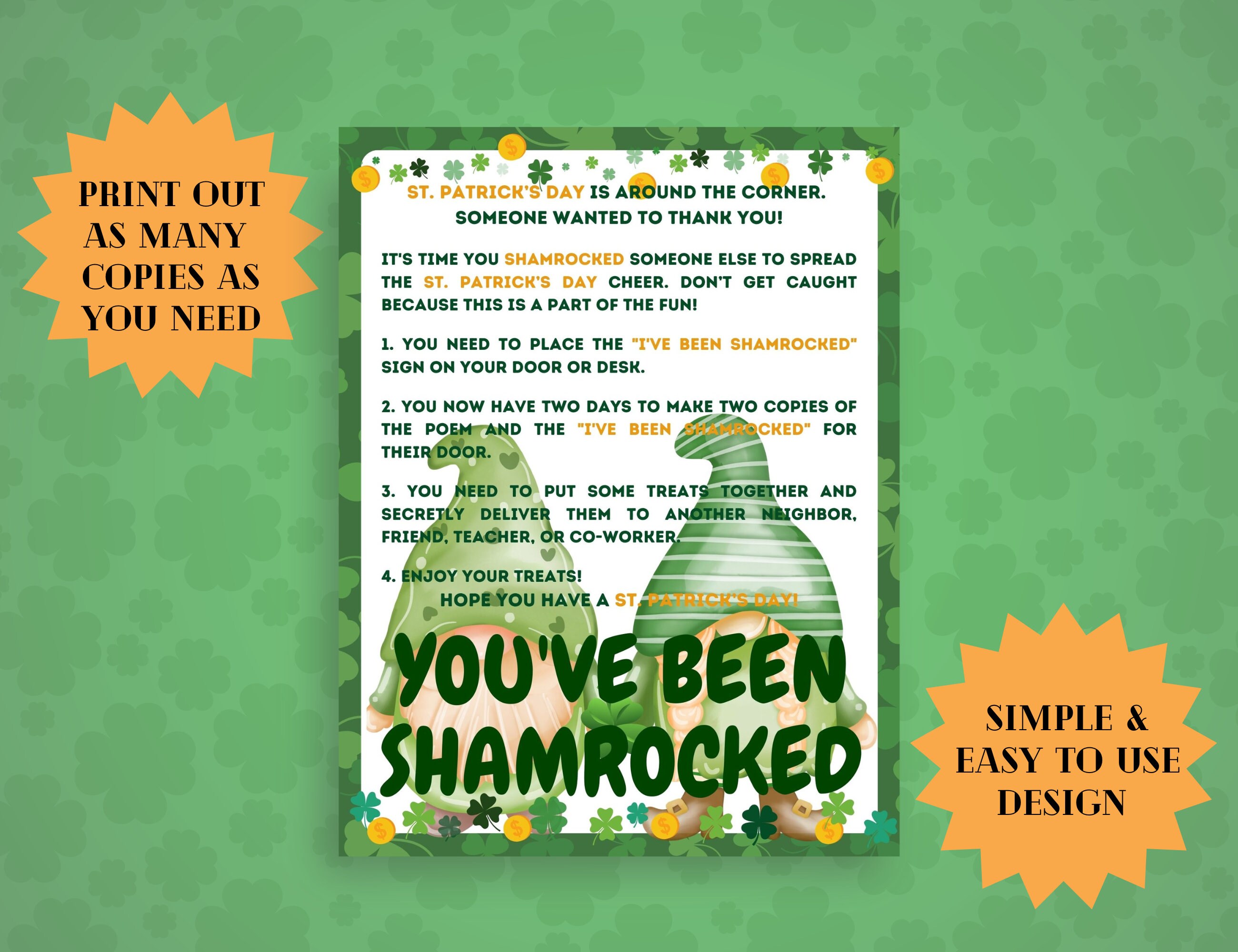 St. Patrick's Day Shamrocked Game Kit (printable PDF) - Etsy