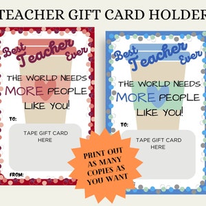 Teacher Appreciation Coffee Gift Card Holder Coffee Gift Card - Etsy