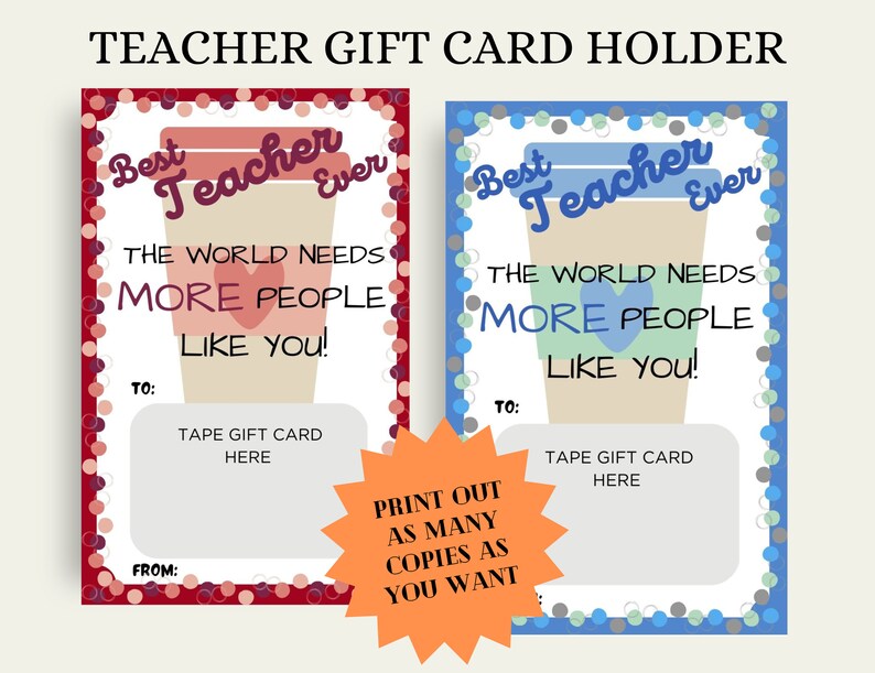 Teacher Appreciation Coffee Gift Card Holder Coffee Gift Card - Etsy