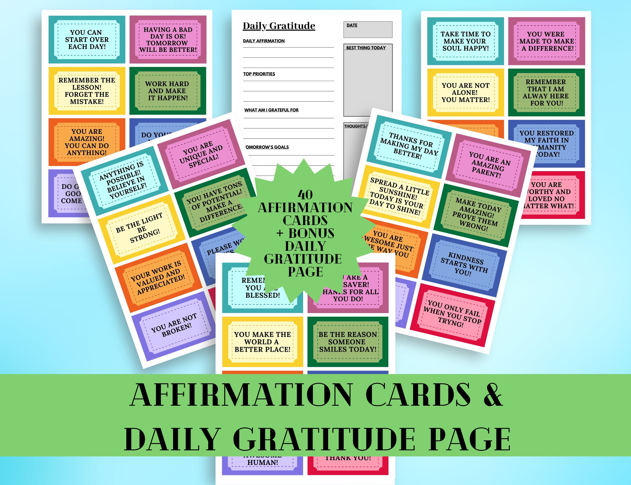Positive Affirmation Printable Cards, Encouragement Cards, Gratitude ...