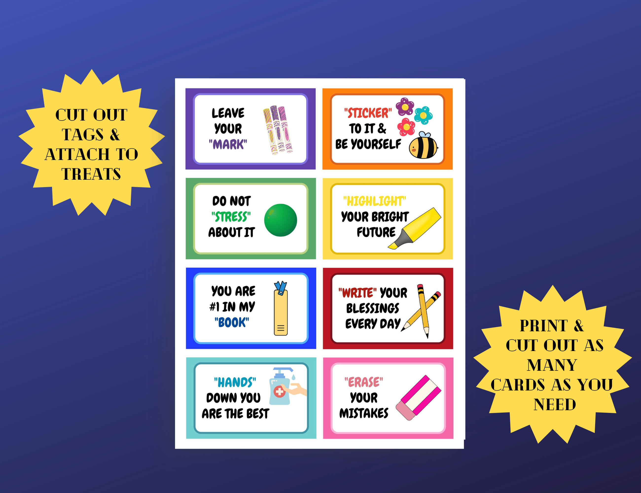Final Exam Treat Cards: Student Test-taking Kit (printable PDF) - Etsy