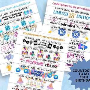 18th Birthday Countdown Chain: DIY Printable Gift Tags (PDF) - Etsy