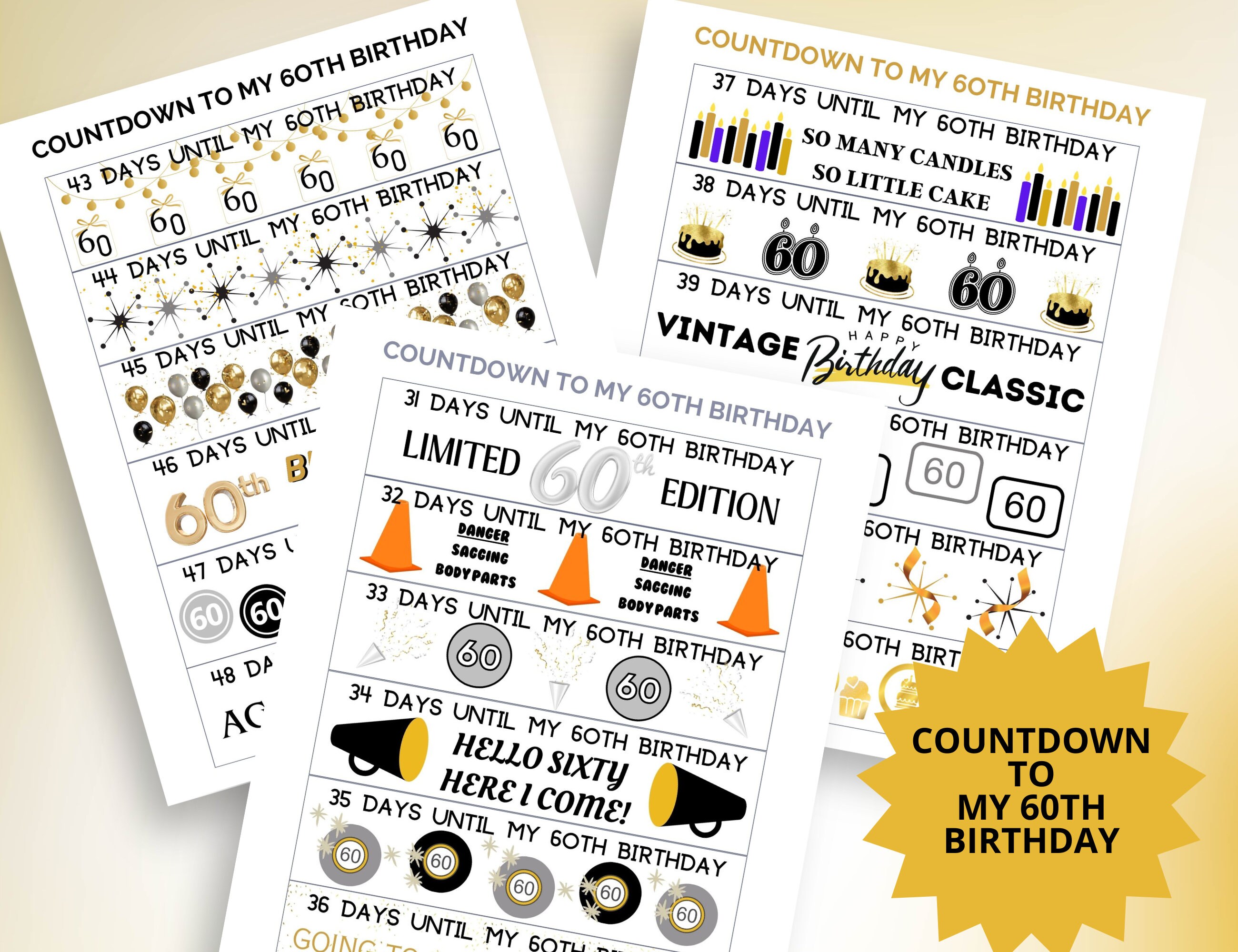Countdown to My 60th Birthday, DIY Printable Paper Chain Calendar ...