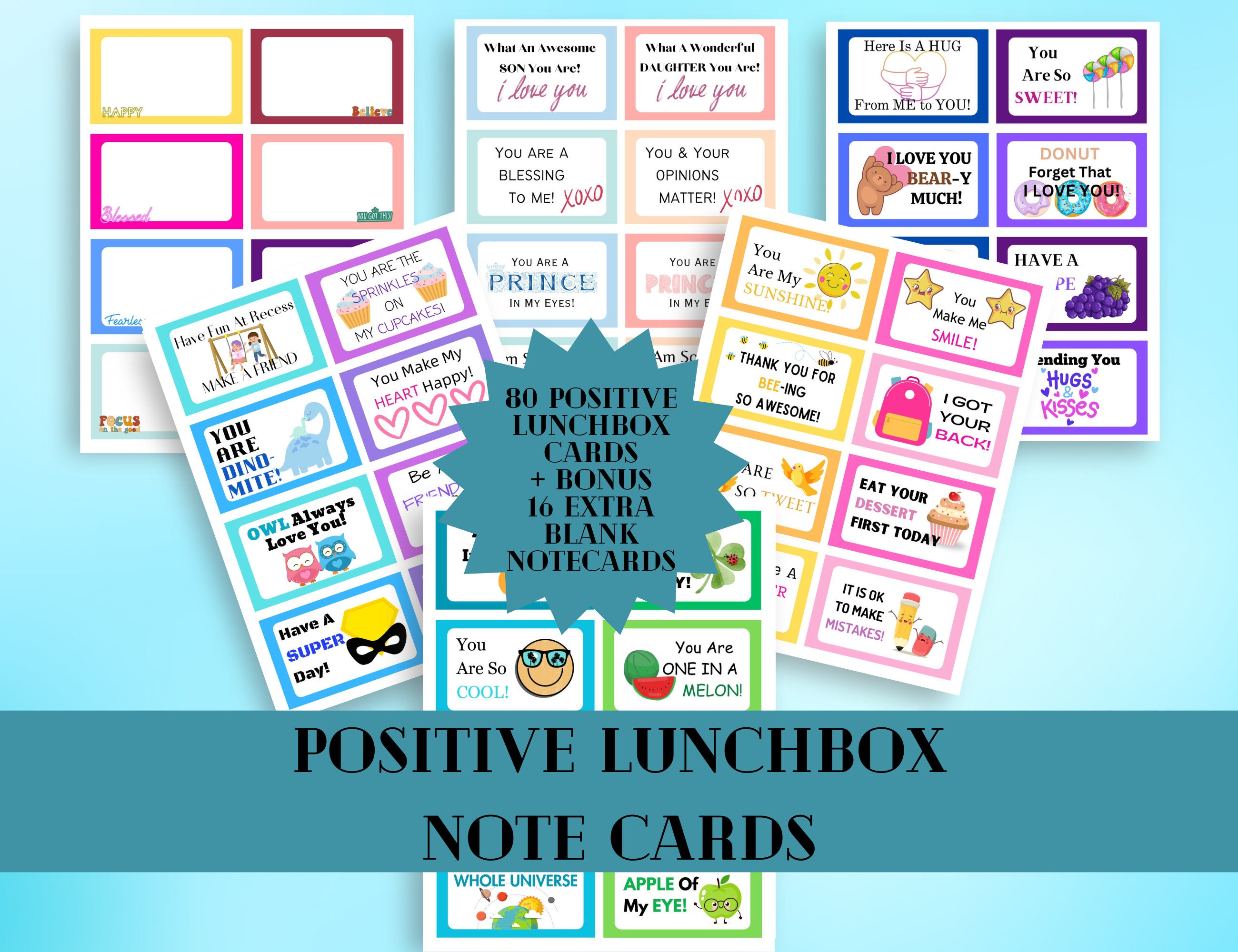 Lunch Box Printable Notes for Kids, Back to School Printable Notes ...