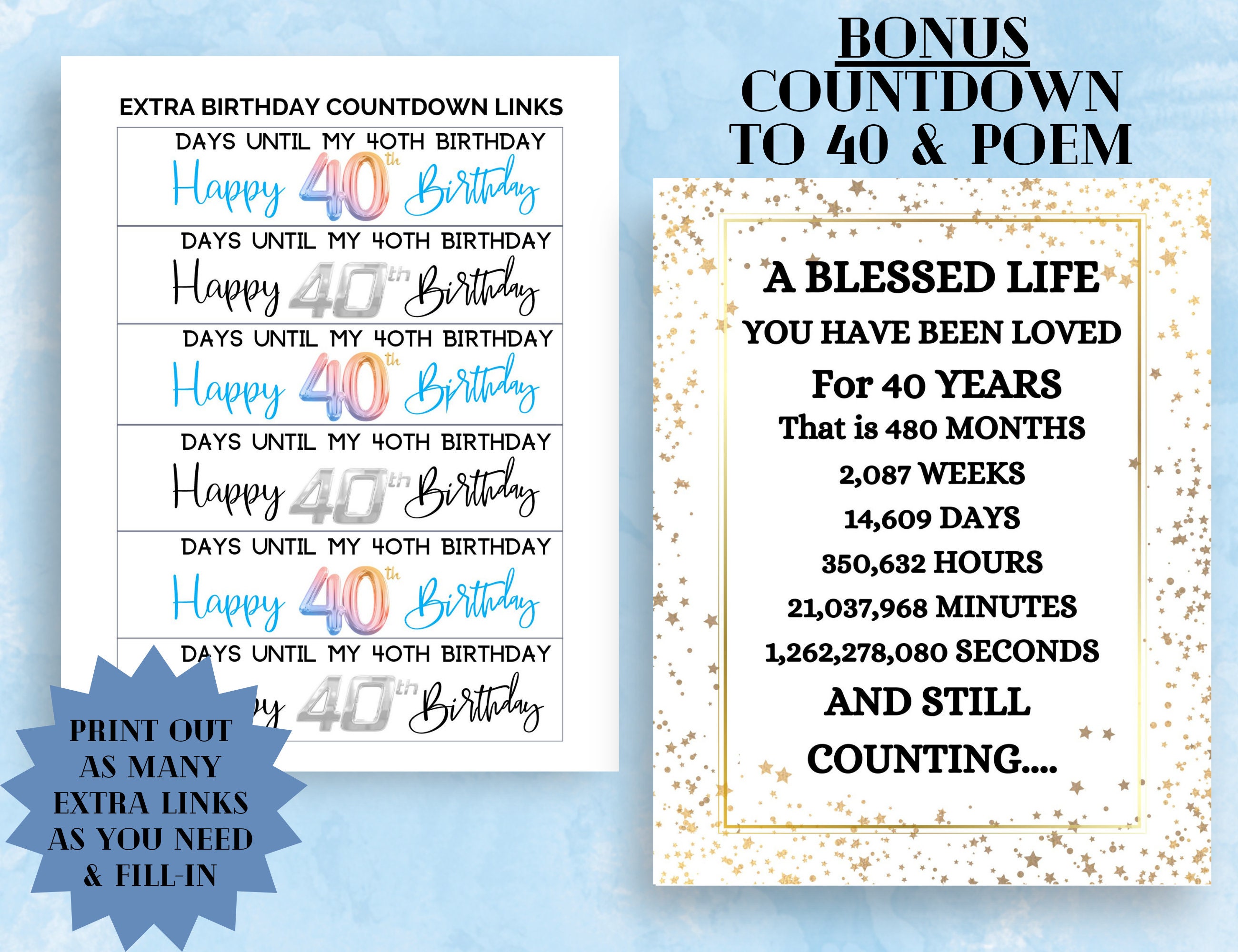 Countdown to My 40th Birthday, DIY Printable Paper Chain Calendar ...