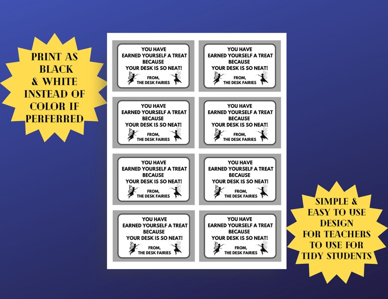 Desk Fairy Reward Cards, Doors & Wall Sign: Classroom Printable (PDF ...