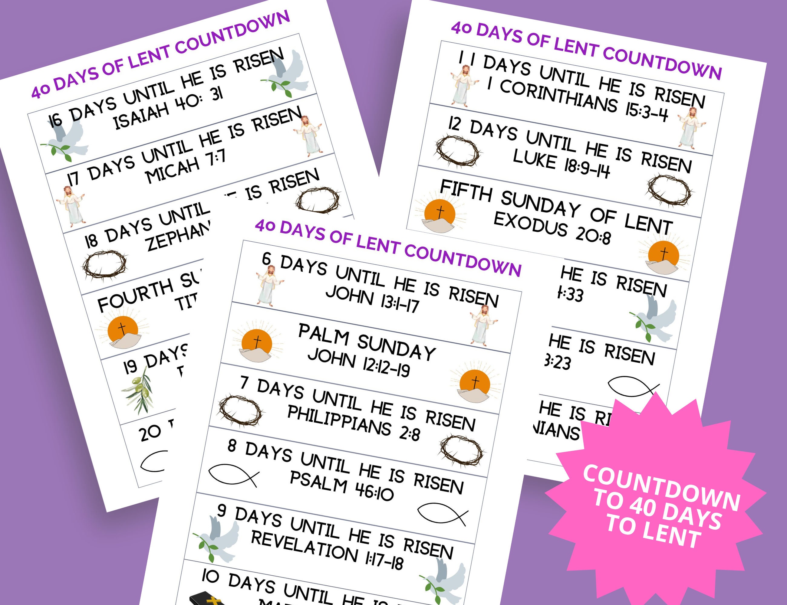 LENT 40 Day Countdown, DIY Printable Paper Chain, Family Lent Activity ...