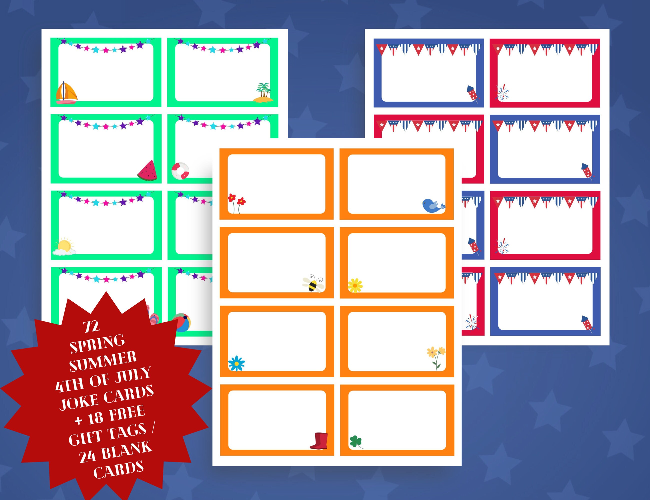 Spring, Summer, and 4th of July Lunchbox Joke Card Printables, Lunchbox ...