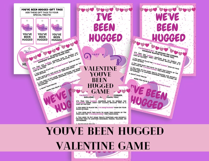 You've Been Hugged Game Printable, We've Been Hugged, Valentine Kit ...