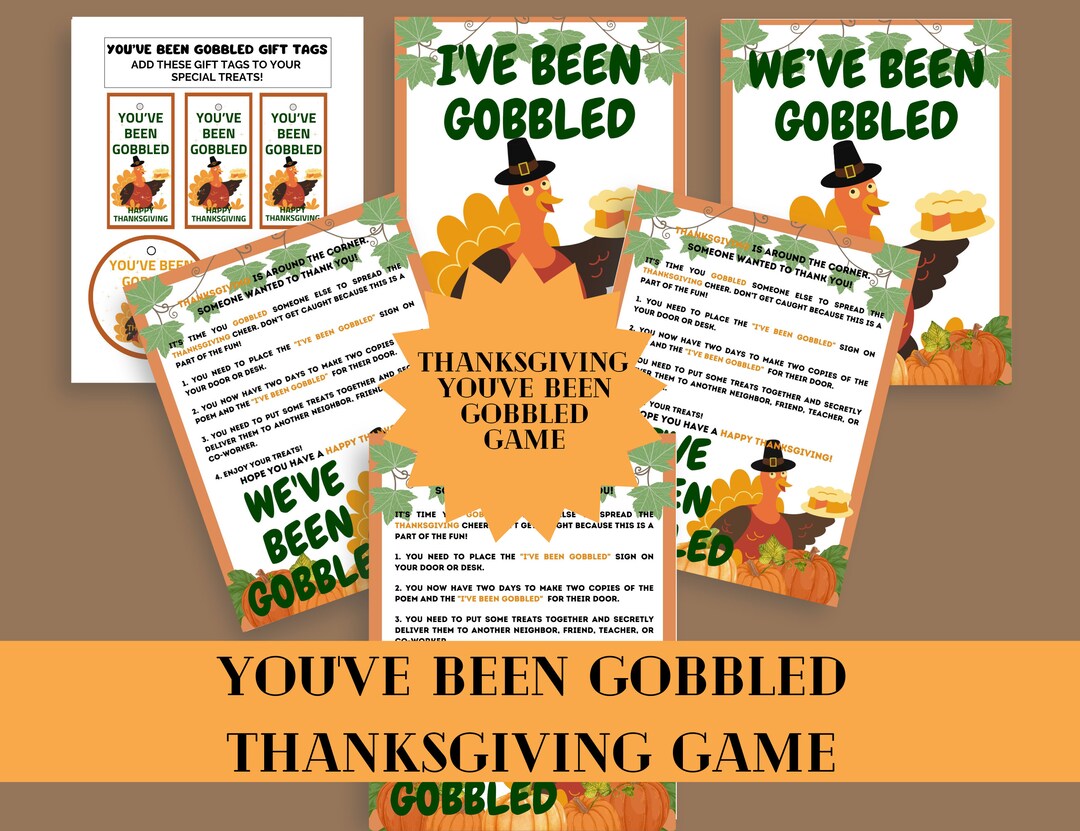 You've Been Gobbled Game Printable, We've Been Gobbled, Thanksgiving ...