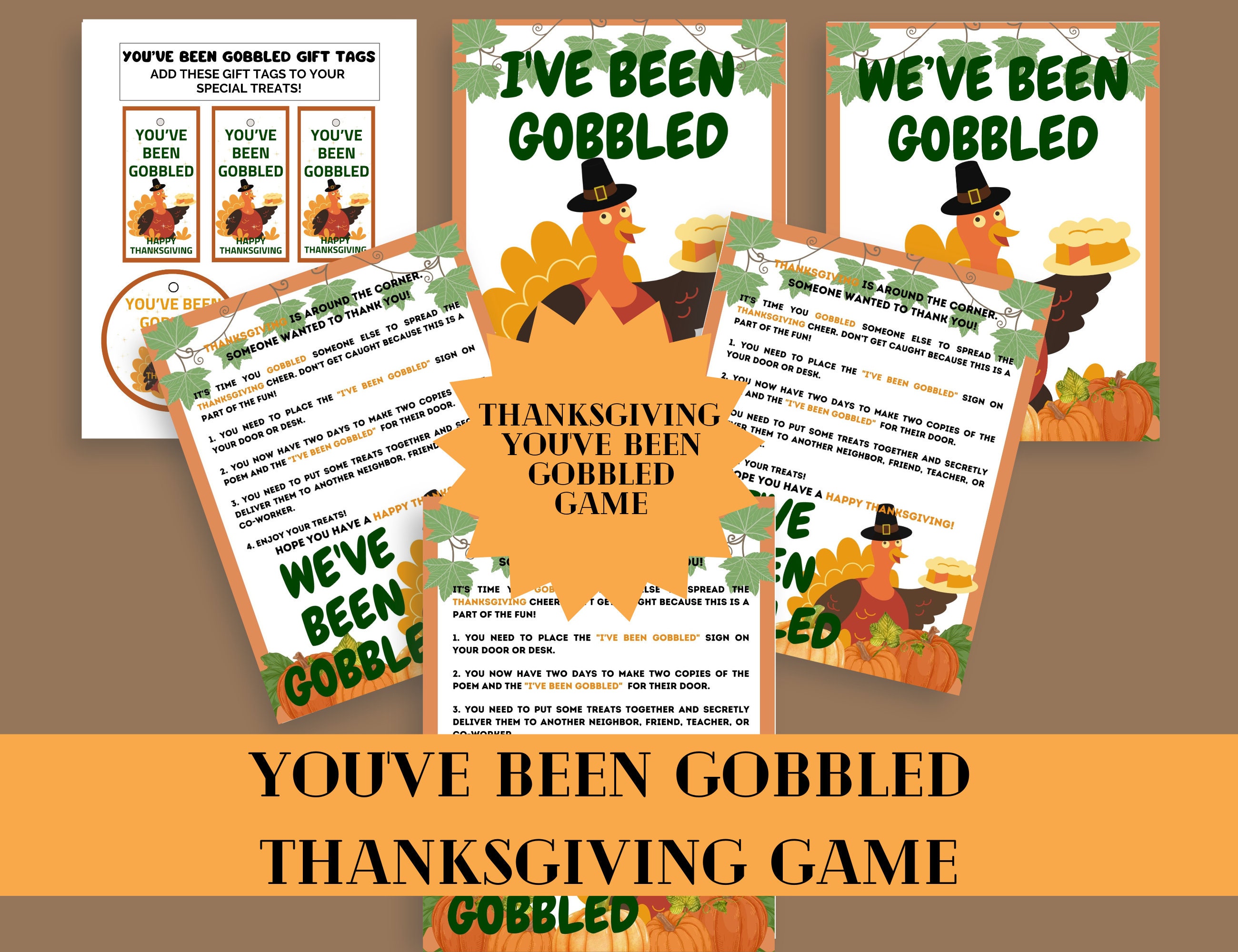 You've Been Gobbled Game Printable, We've Been Gobbled, Thanksgiving ...