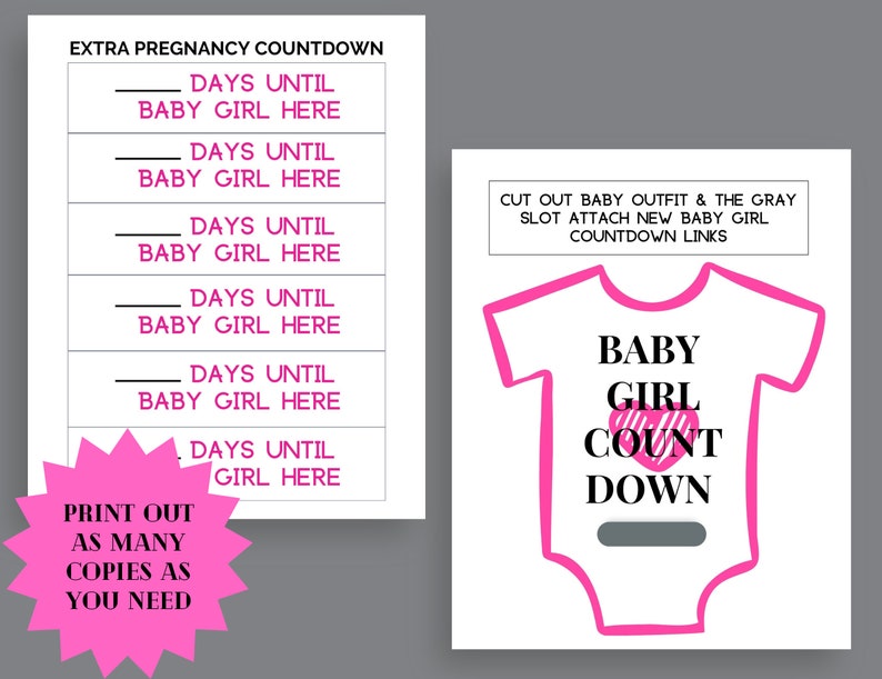 Pregnancy Countdown, Baby Growth Chain Countdown, Baby Girl Paper Chain ...