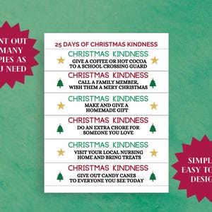 Christmas Kindness Countdown Chain: 25 Days Printable (DIGITAL DOWNLOAD ...