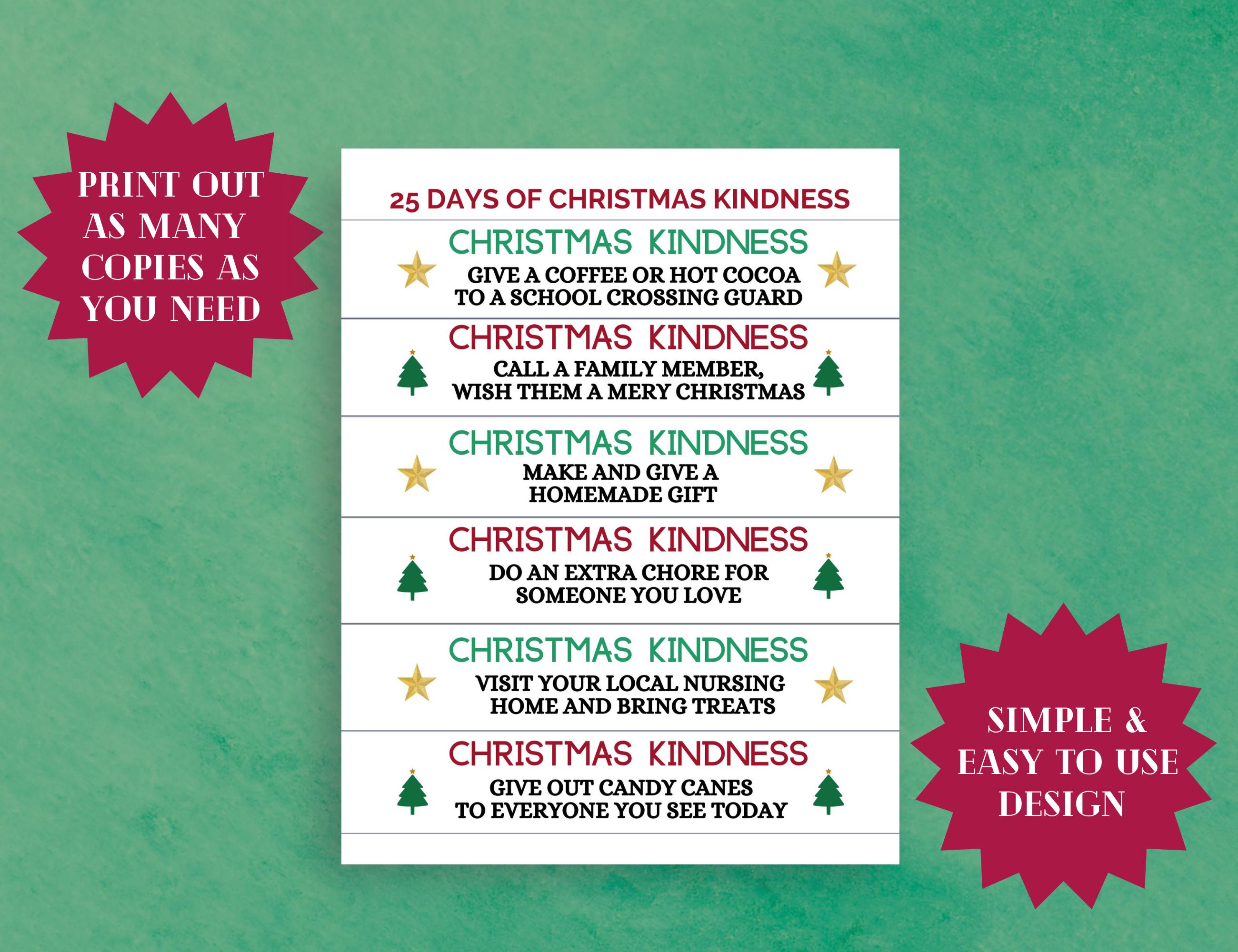Christmas Kindness Countdown Chain: 25 Days Printable (DIGITAL DOWNLOAD ...