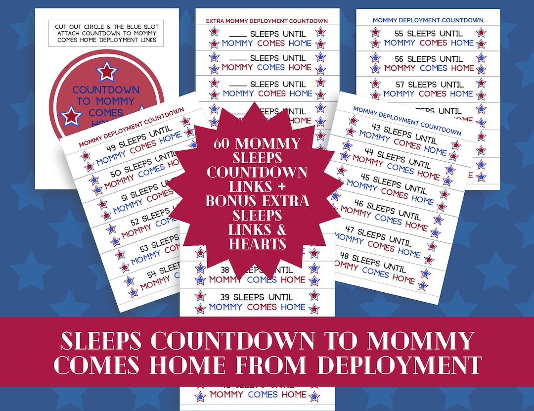 Mommy Deployment Sleeps Countdown: Military Homecoming Activity (PDF ...