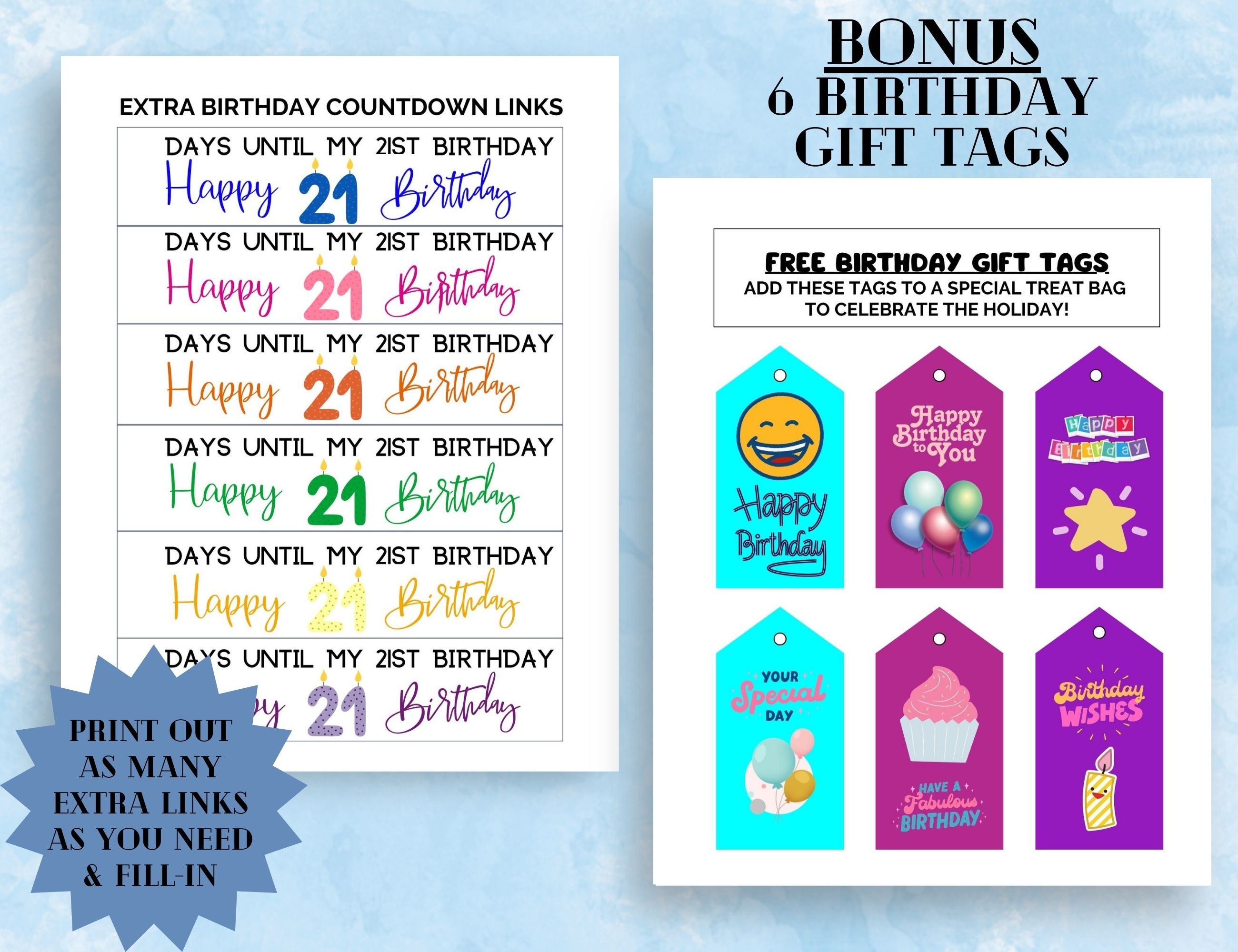 Countdown for 21th Birthday, DIY Printable Paper Countdown Chain ...