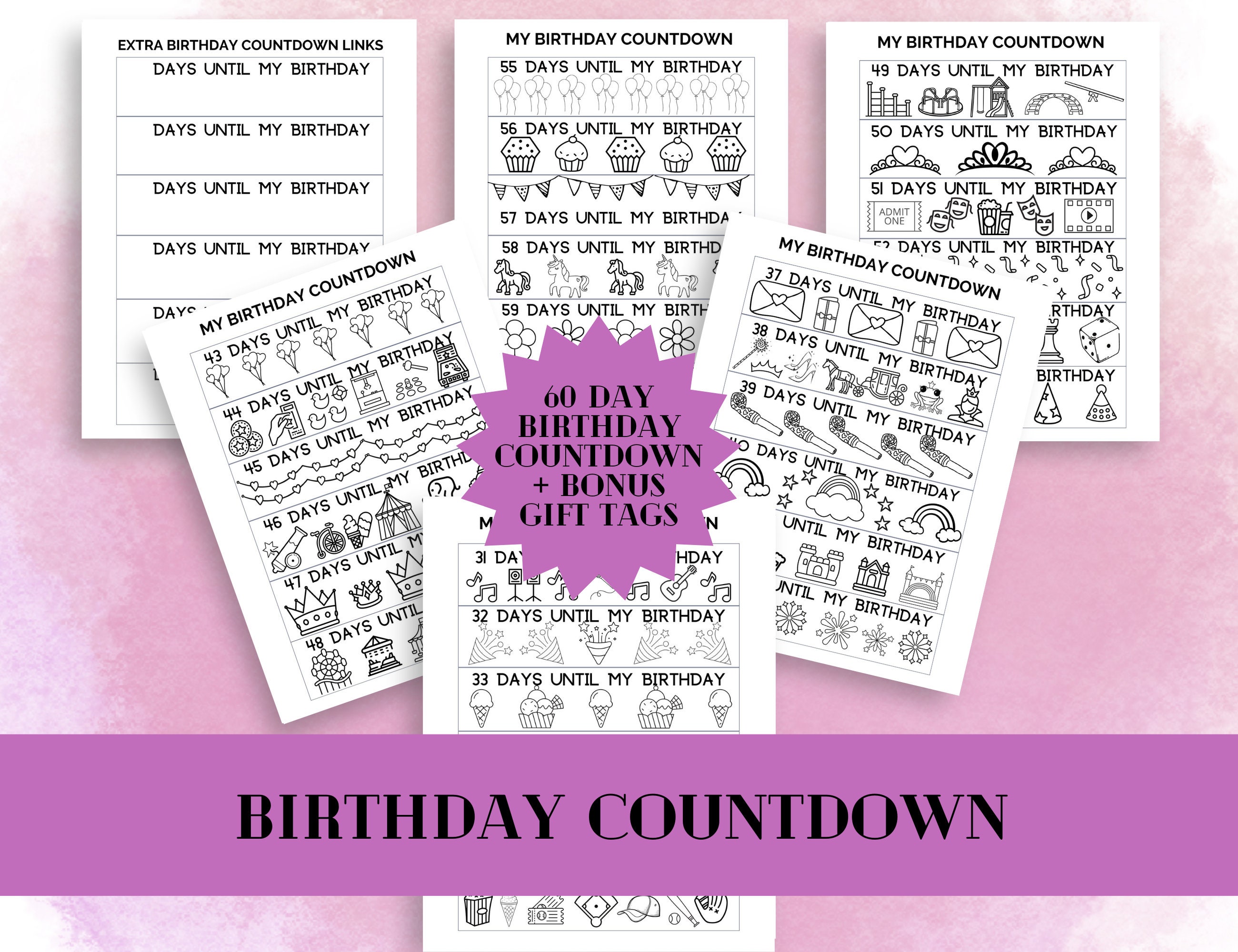 Birthday Color Countdown Paper Chain Countdown DIY Printable - Etsy