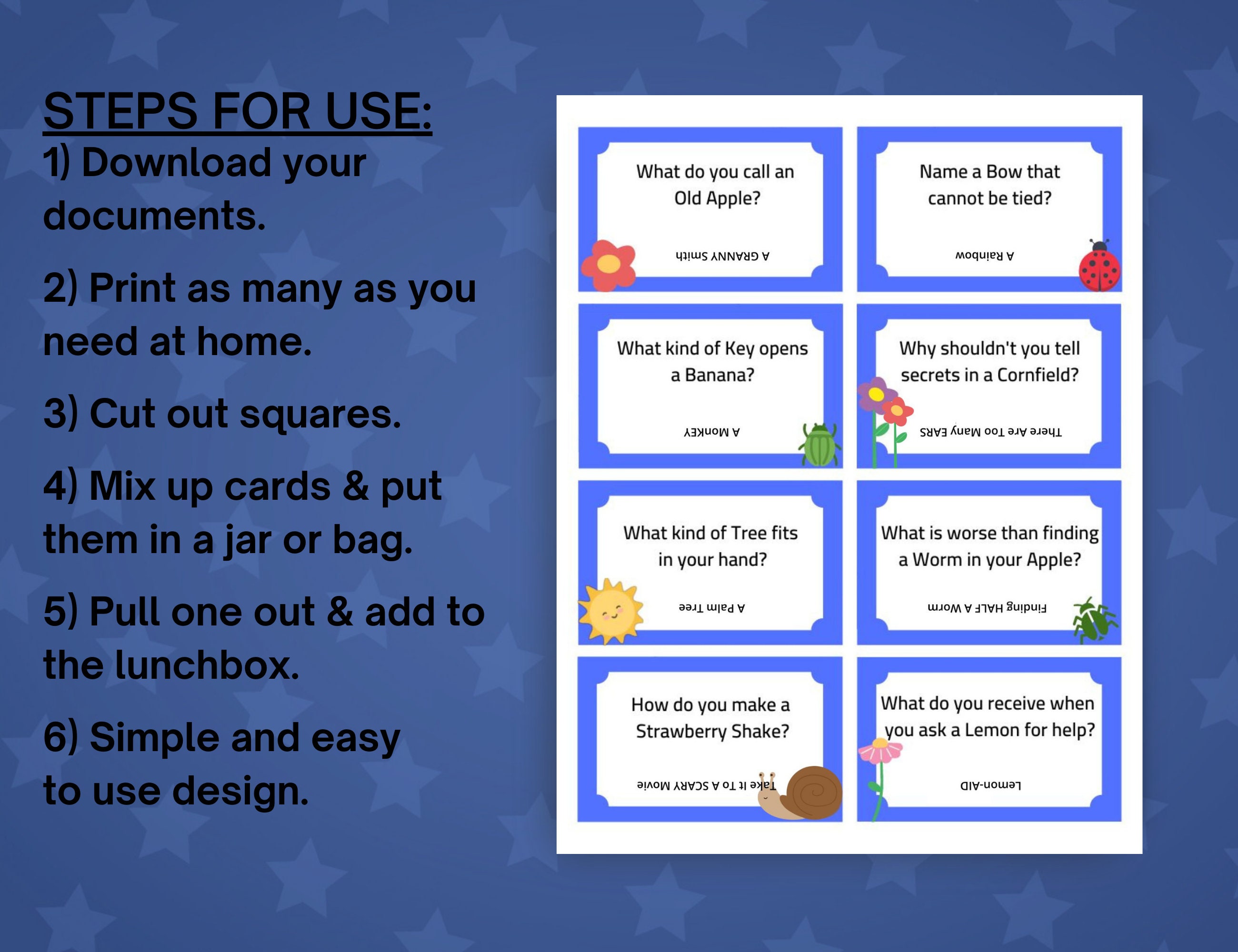 Spring, Summer, and 4th of July Lunchbox Joke Card Printables, Lunchbox ...