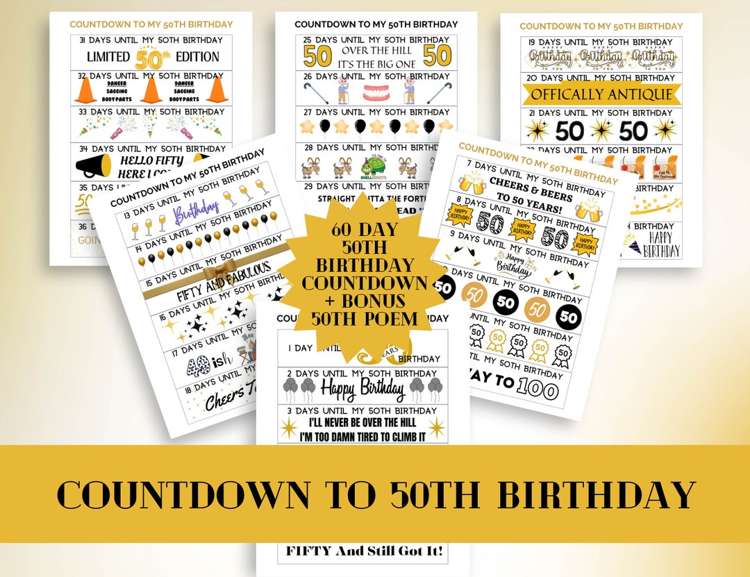 Countdown to My 50th Birthday, DIY Printable Paper Chain Calendar ...