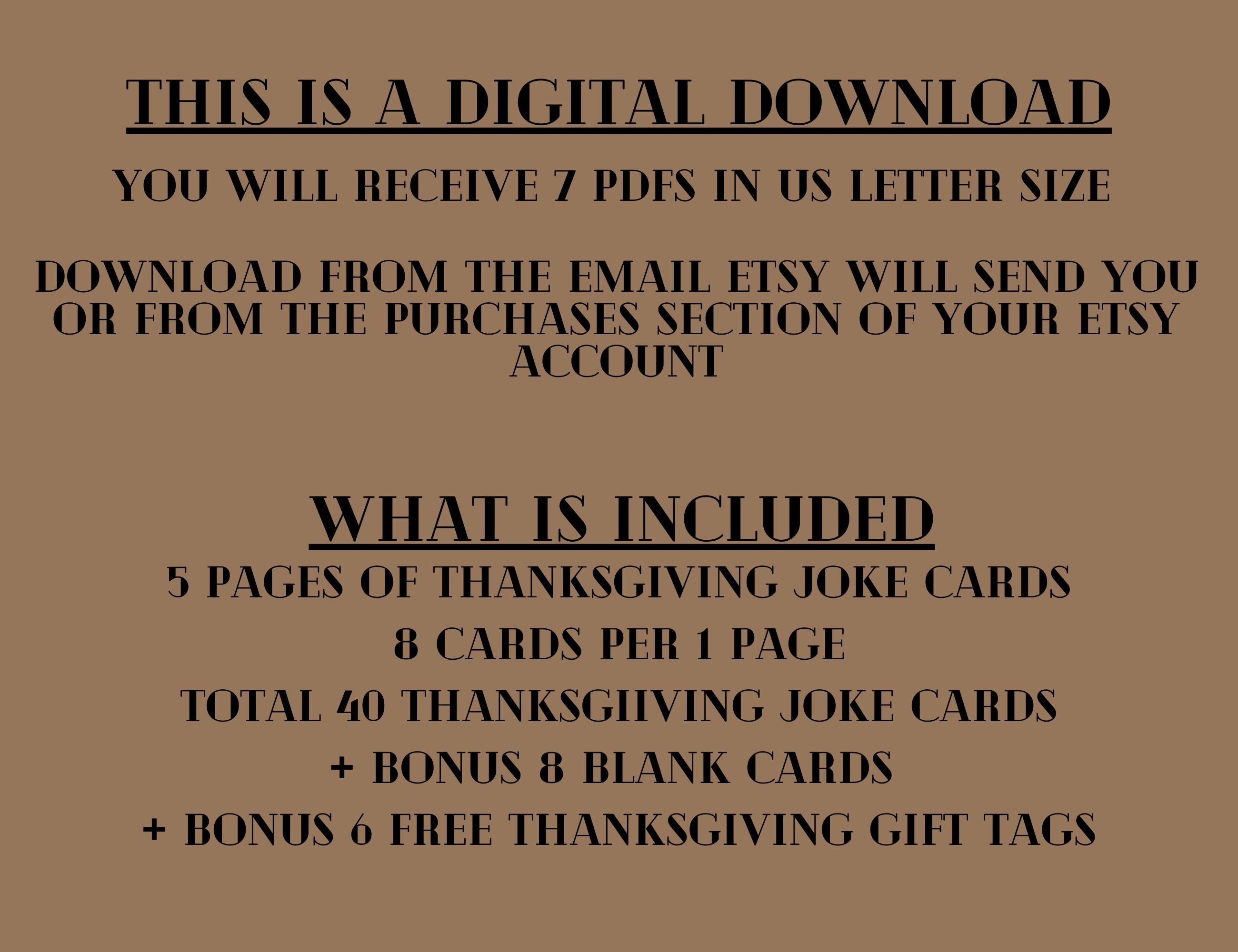 Thanksgiving Lunchbox Joke Cards: Kids' Printable Gift Tags (DIGITAL ...