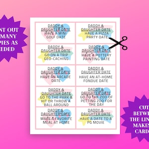 Daddy and Daughter Date Activity Cards Printables, Daddy and Me Special ...
