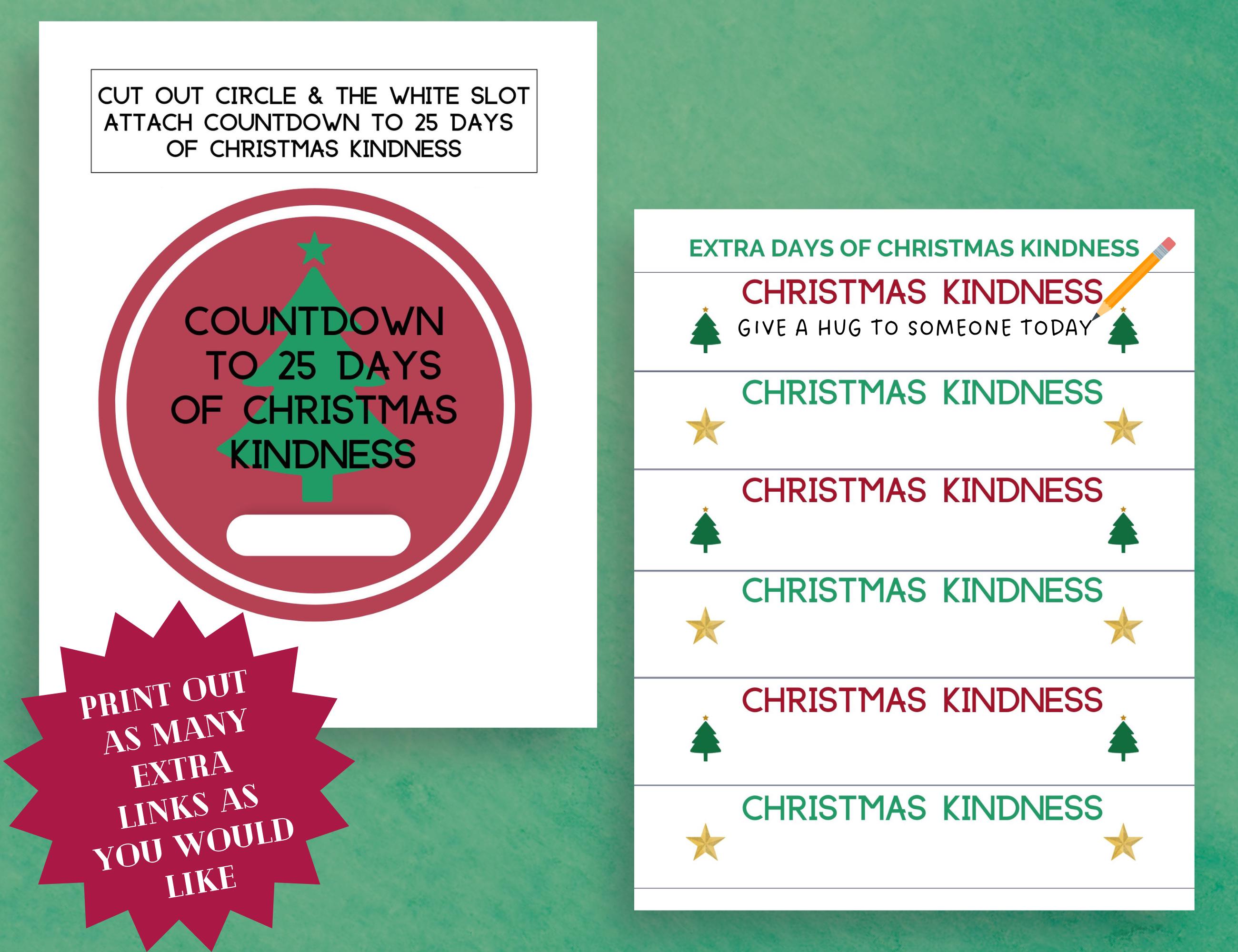 Christmas Kindness Countdown Chain: 25 Days Printable (DIGITAL DOWNLOAD ...