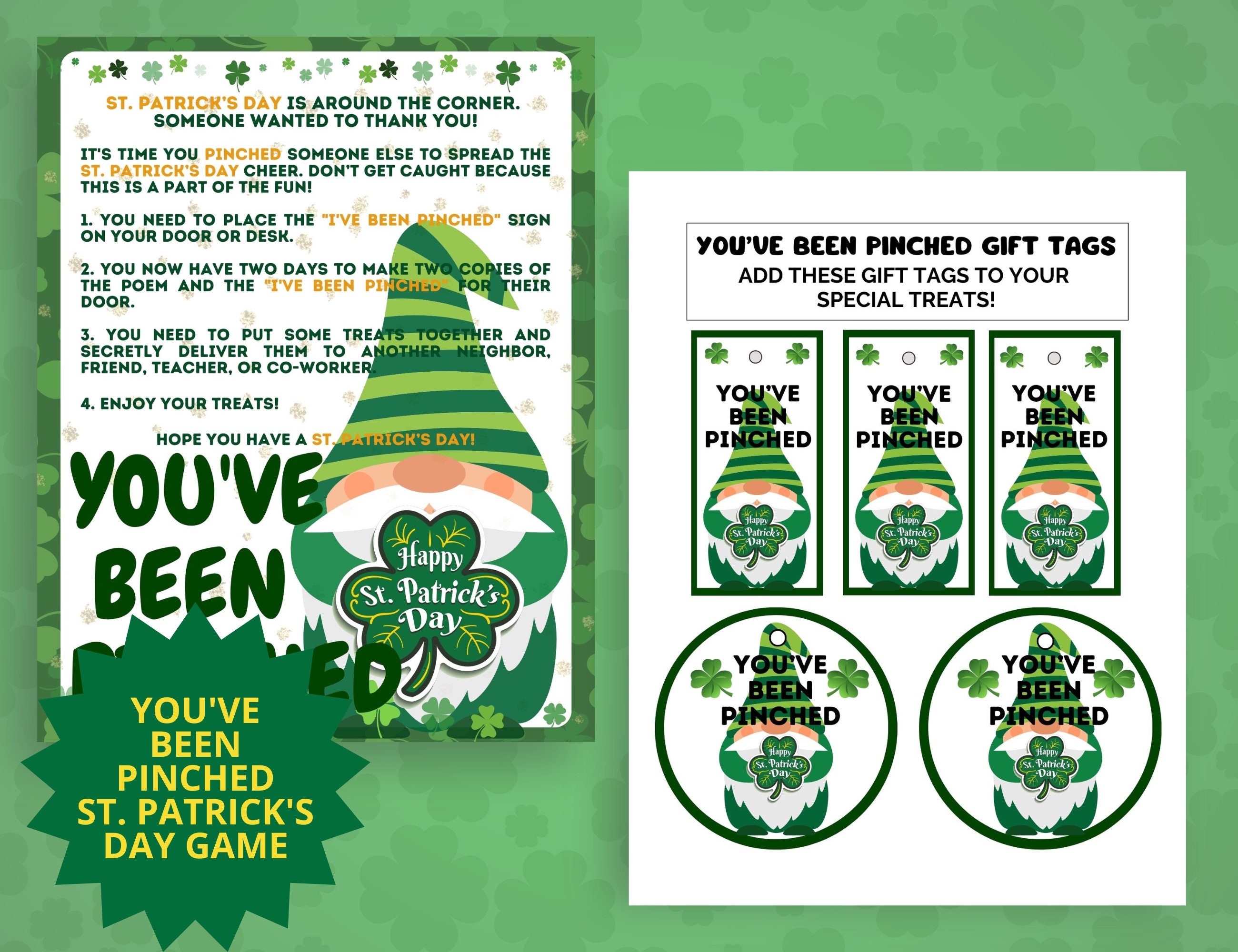 You've Been Pinched Game Printable, We've Been Pinched, St. Patrick's ...