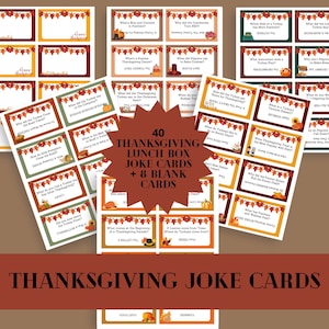 Thanksgiving Lunchbox Joke Cards: Kids' Printable Gift Tags (PDF) - Etsy