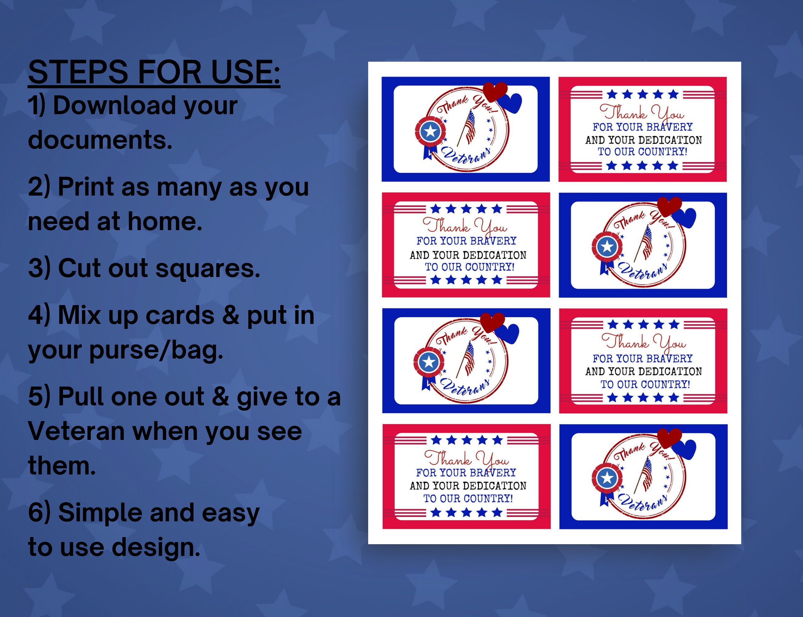 Patriotic Thank You Cards for Military & Veterans (digital Download) - Etsy