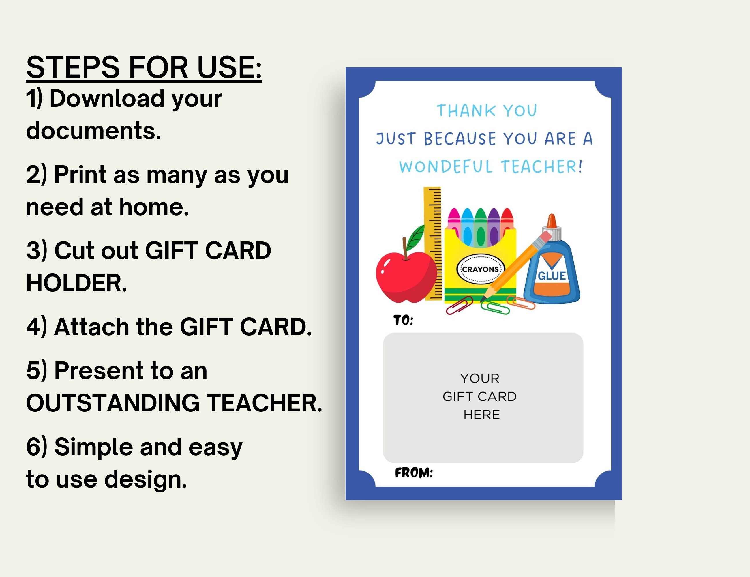 Teacher Appreciation Gift Card Holder, Gift Card for Staff Appreciation ...