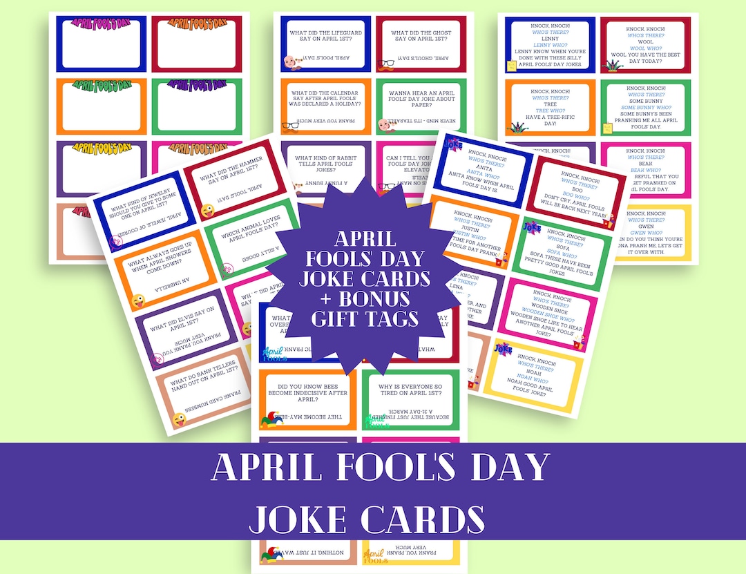 April Fool's Day Joke Cards, Lunchbox Note Cards, April Fool's ...