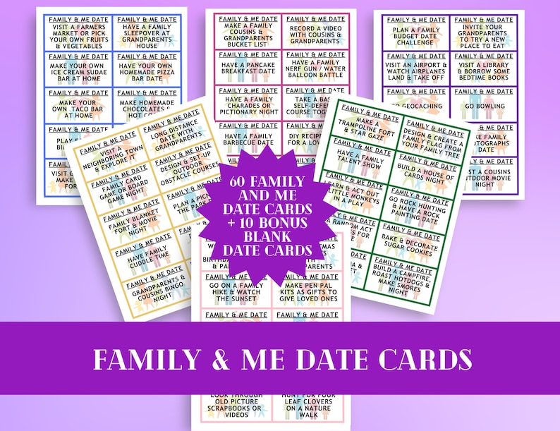 Family & Me Date Card Printables, Family Date Coupons, Family Activity ...