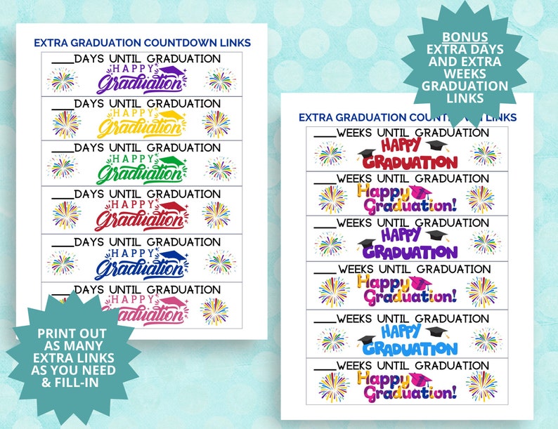 Graduation Calendar Countdown, DYI Chain Printable for Countdown to ...