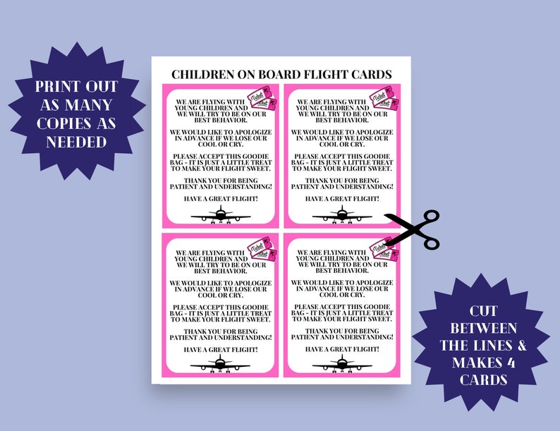 Baby on Board Flight Card Printable, Baby's First Flight Card, First ...