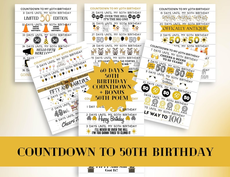 50th Birthday Countdown Paper Chain: DIY Printable Activity (PDF ...